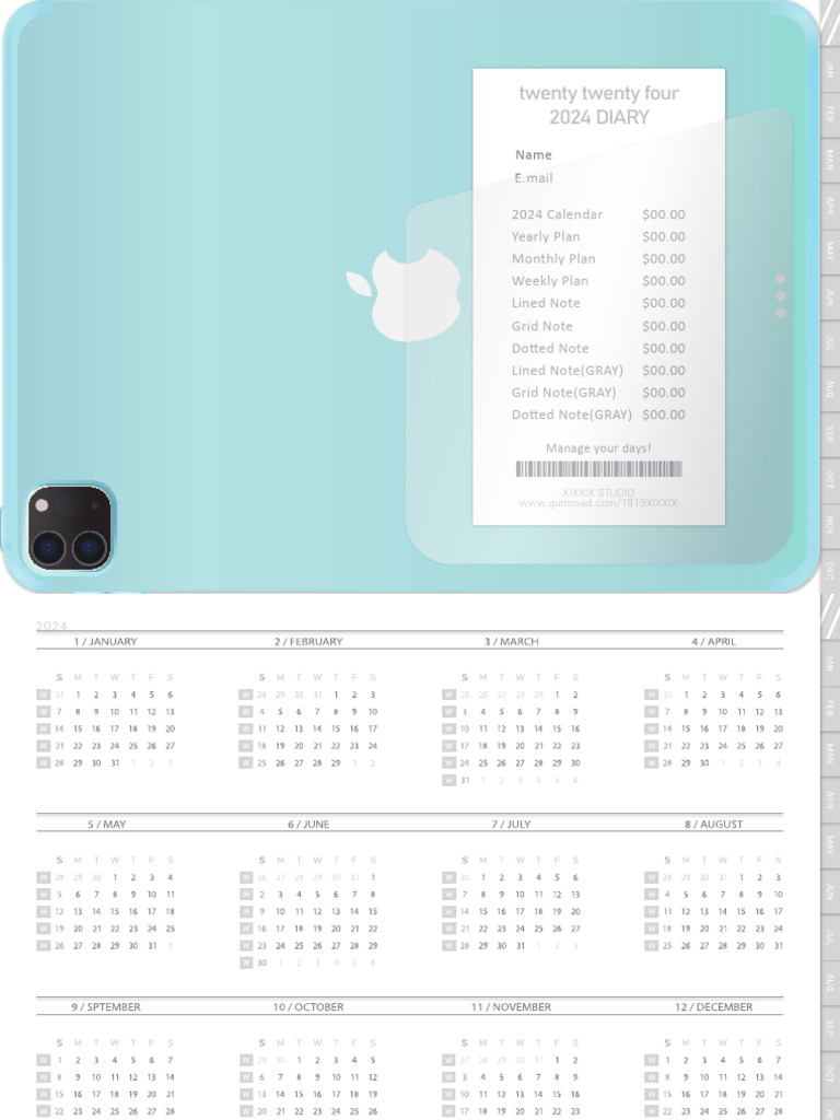 2024 Diary Planner - XIXXIX1919@Ch - Mocha | PDF