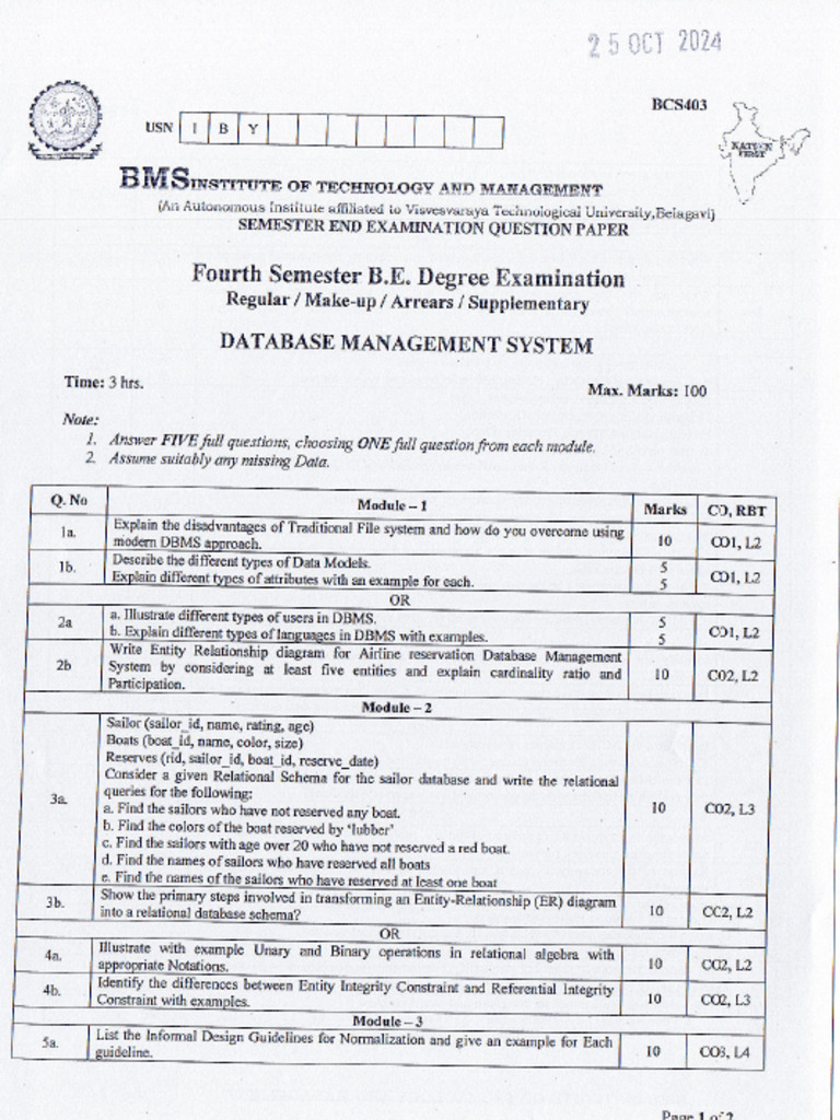 BCS403 Oct 2024 | PDF