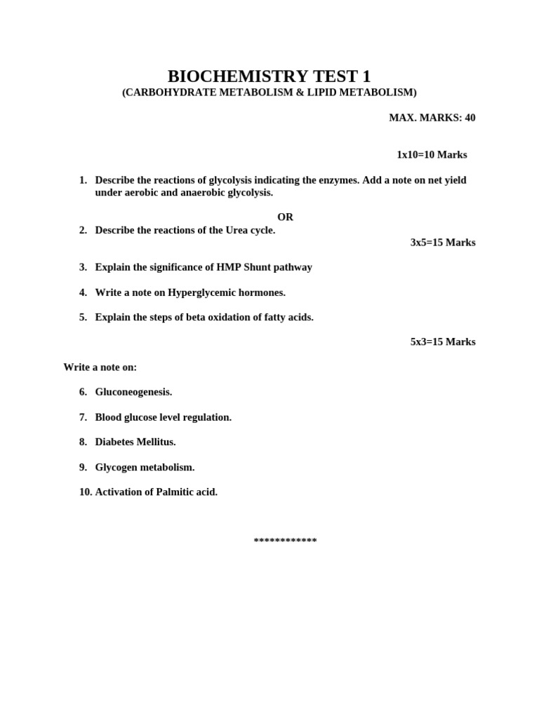 Biochemistry Test 1 | PDF