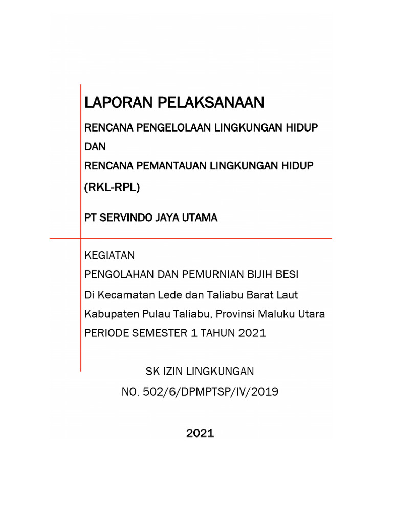 Laporan Pelaksanaan RKL-RPL (PT Sju - SK No 502.6 - SMT 1 2021) | PDF