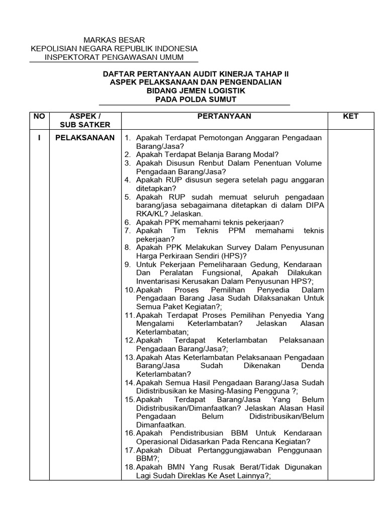 Ceklis Logistik THP II 2025 | PDF