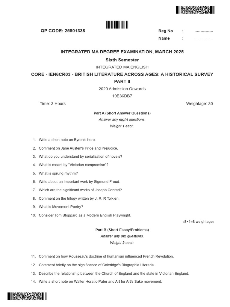 IEN6CR03-25801338 - British Literature-A Historical Survey | PDF