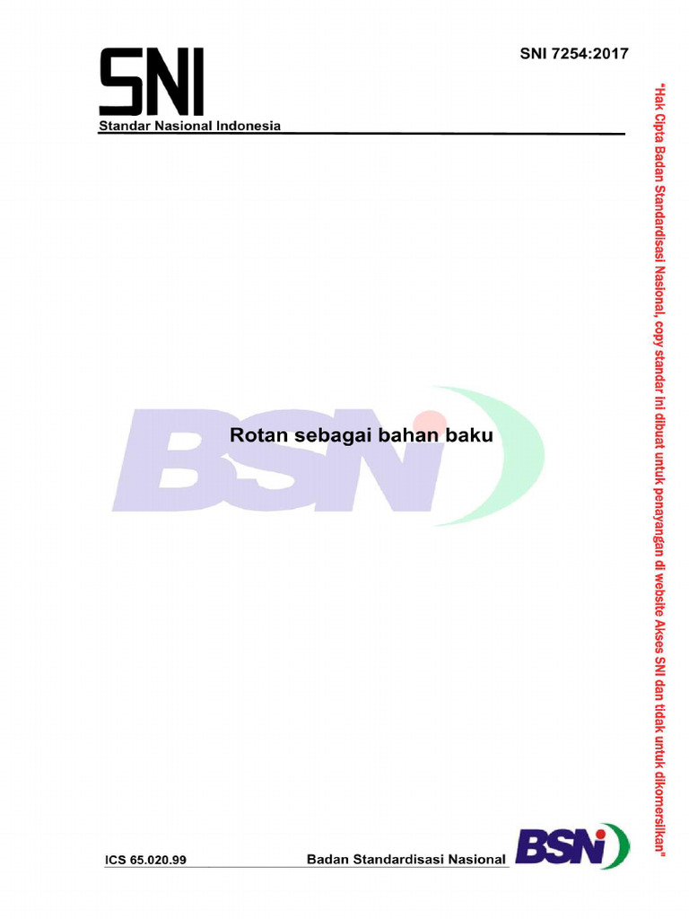 7245-SNI 7254-2017-Rotan Sebagai Bahan Baku | PDF