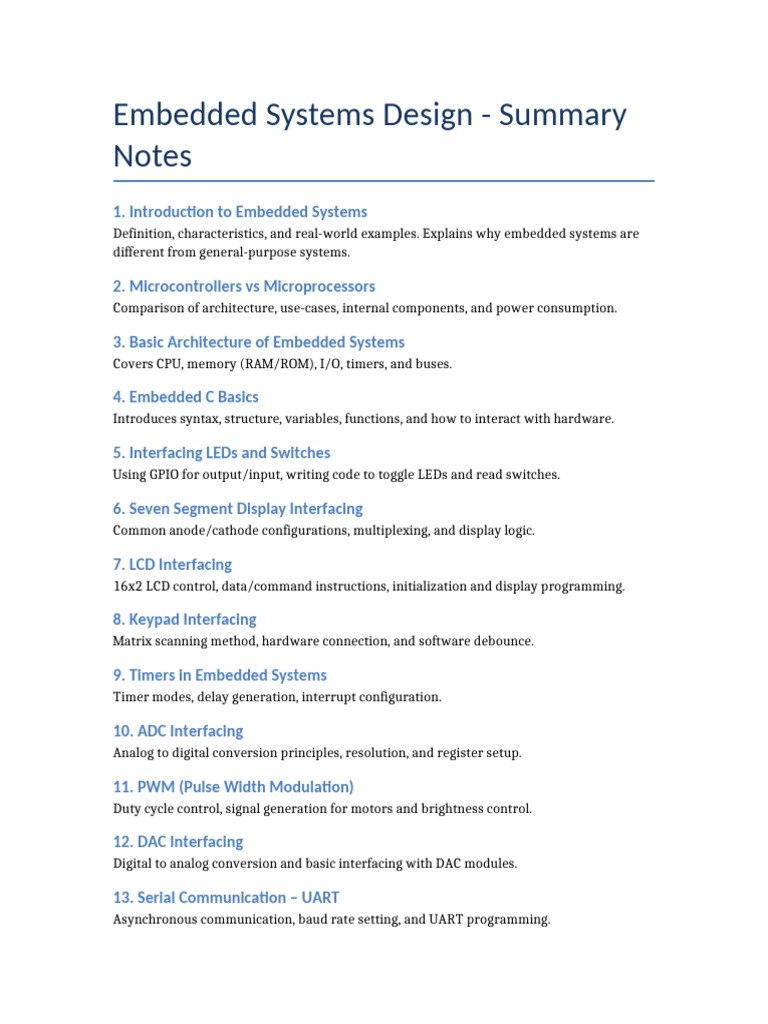 Embedded Systems Design Notes | PDF