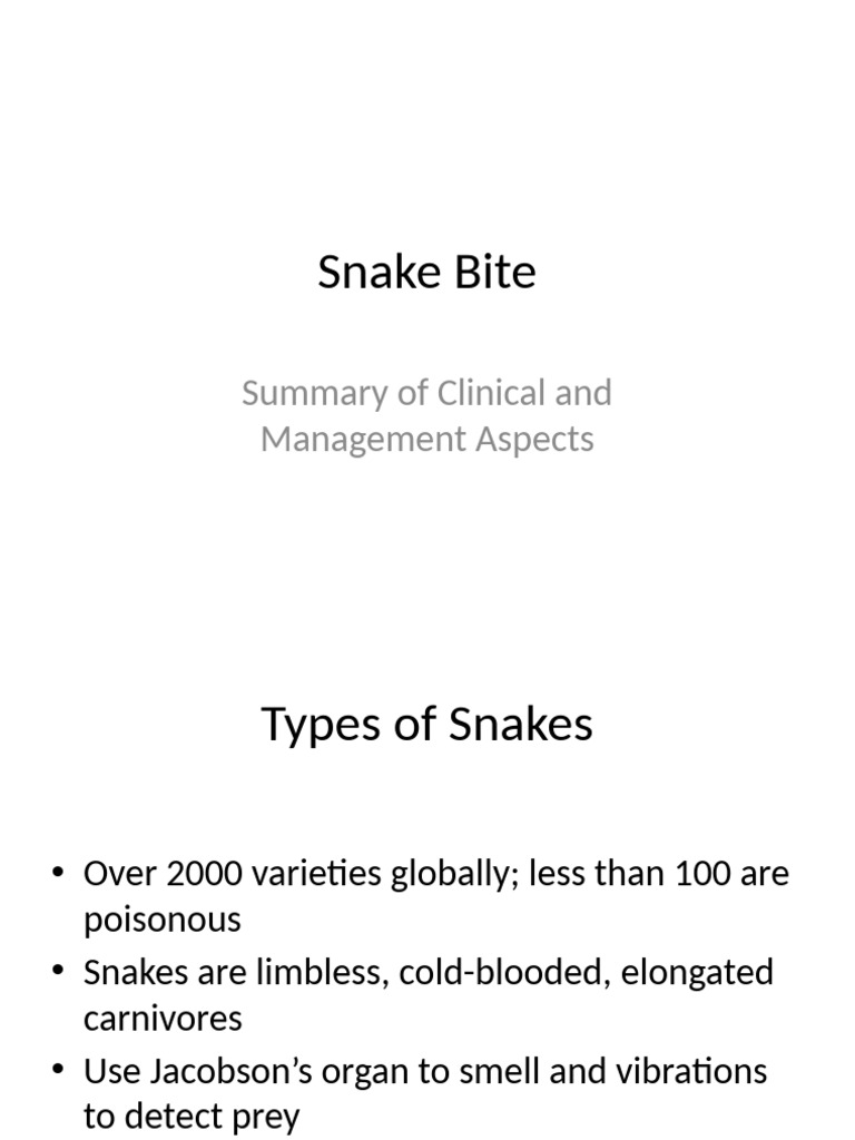 Snake Bite Identification and Management | PDF