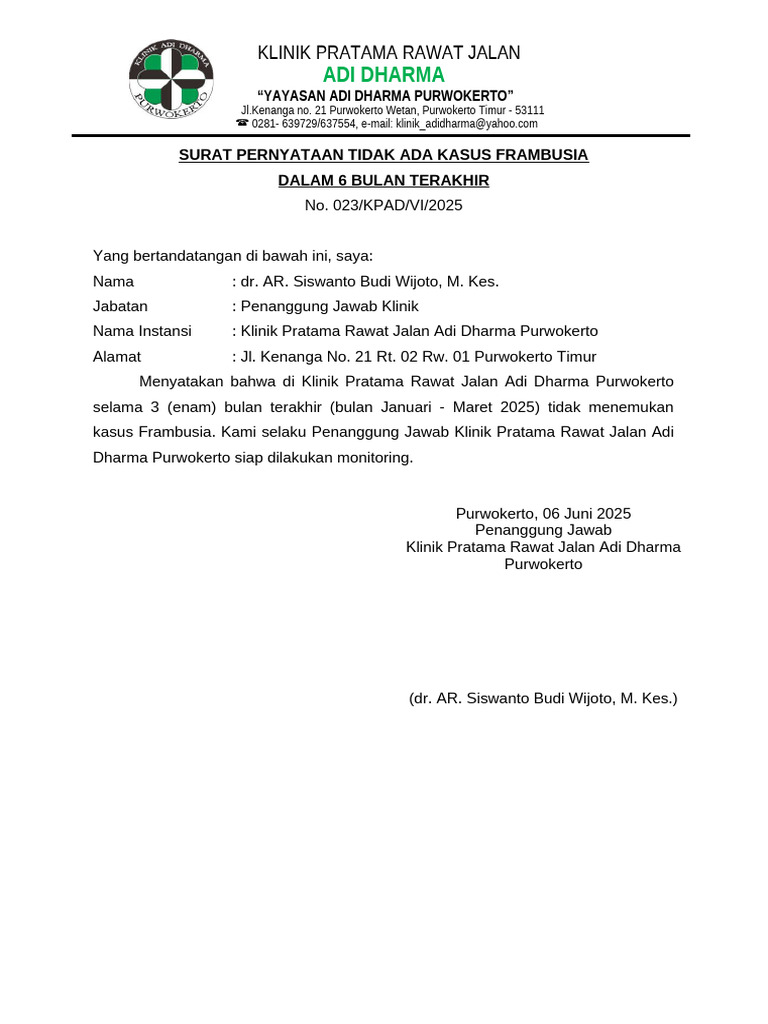 Kop Surat Klinik Adi Dharma (AutoRecovered) | PDF