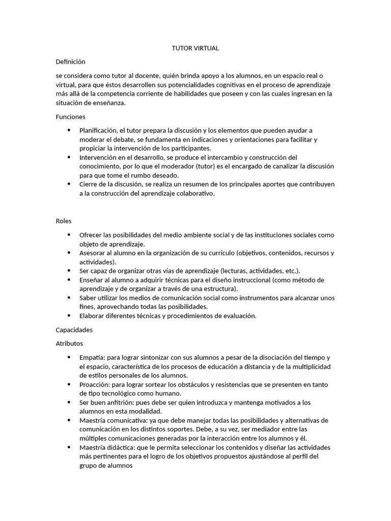 TUTOR VIRTUAL | PDF | Aprendizaje | Videotelefonía