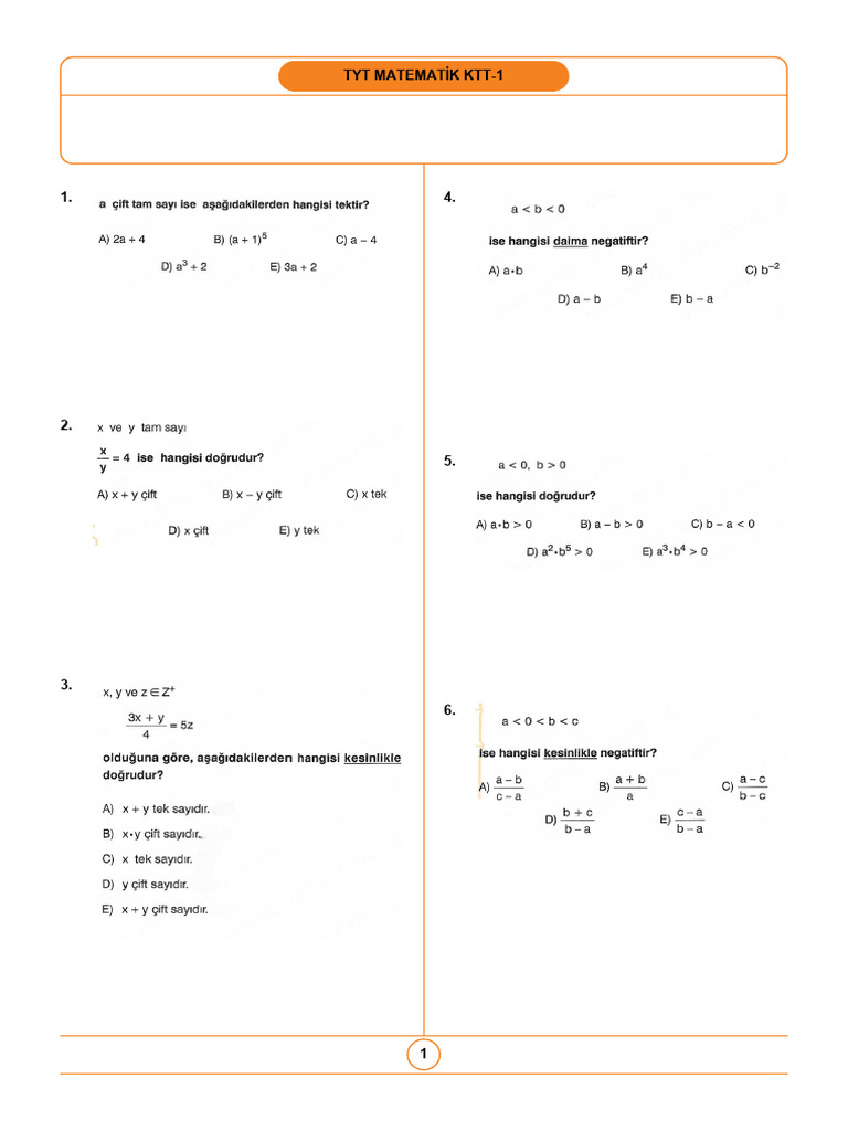 11.sinif Tyt Mat Sorulari | PDF