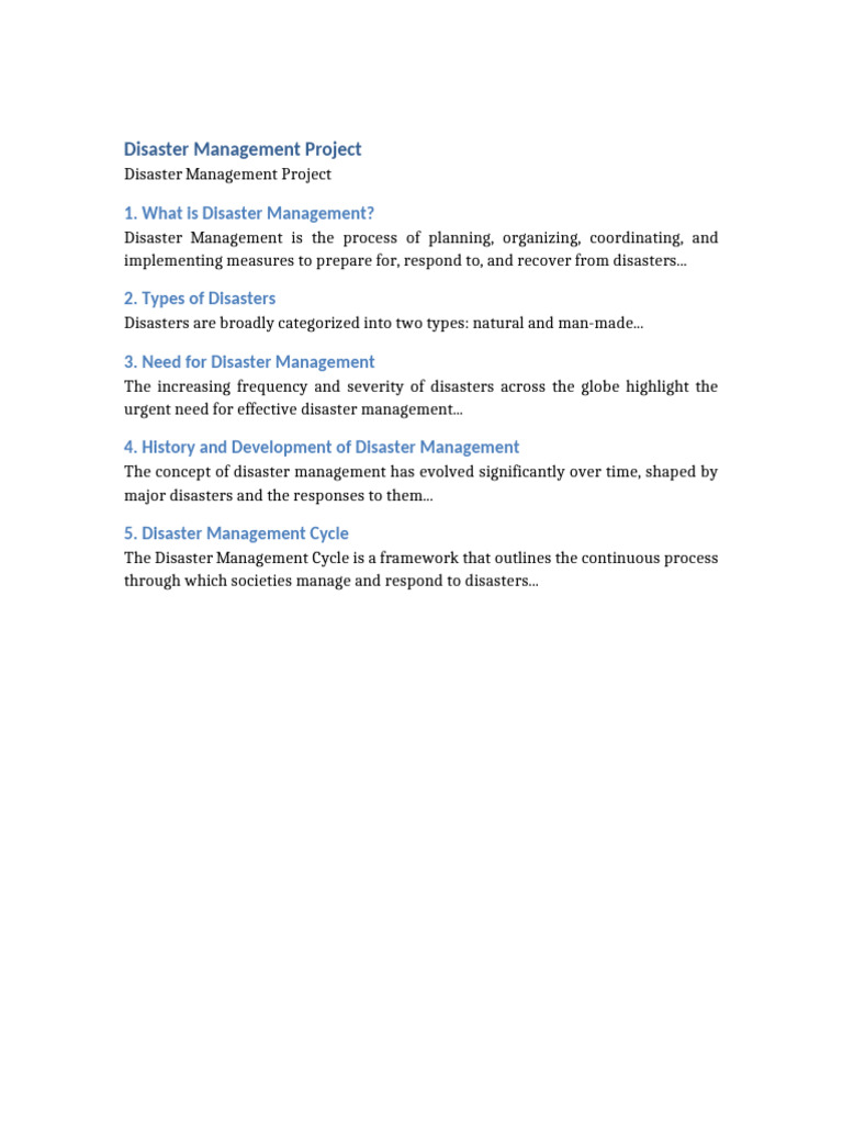 Disaster Management Project | PDF