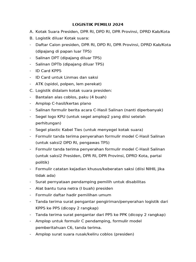 Logistik Pemilu 2024 | PDF