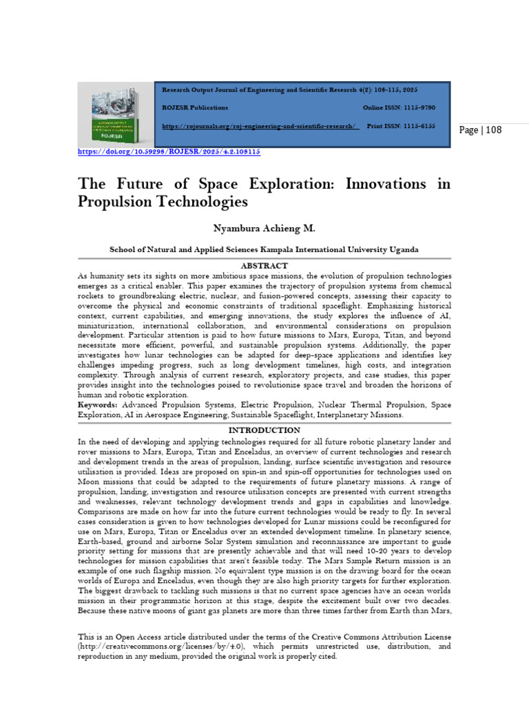 The Future of Space Exploration: Innovations in Propulsion Technologies ...