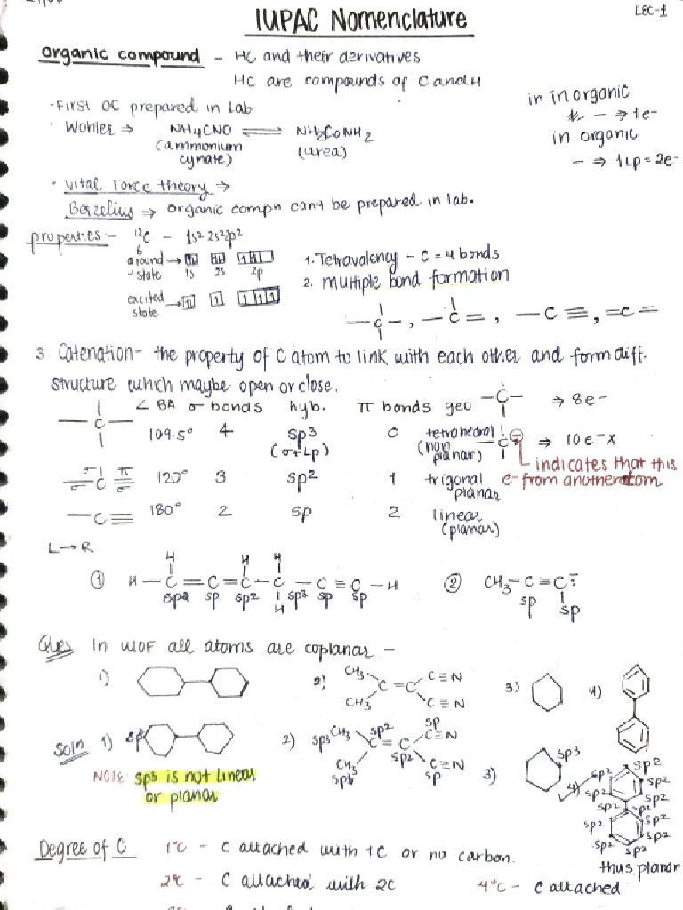 Iupac and Nomenclature Notes | PDF