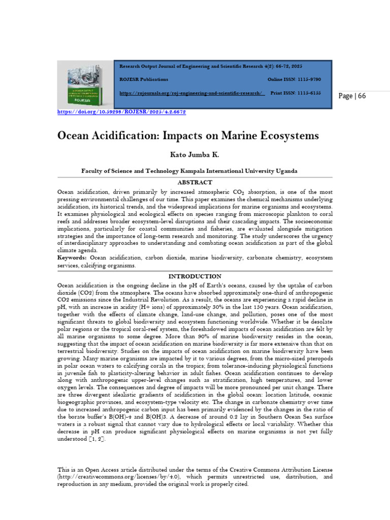 Ocean Acidification Effects on Marine Life | PDF | Ocean Acidification ...