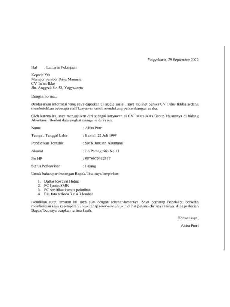PDF Lamaran Pekerjaan | PDF