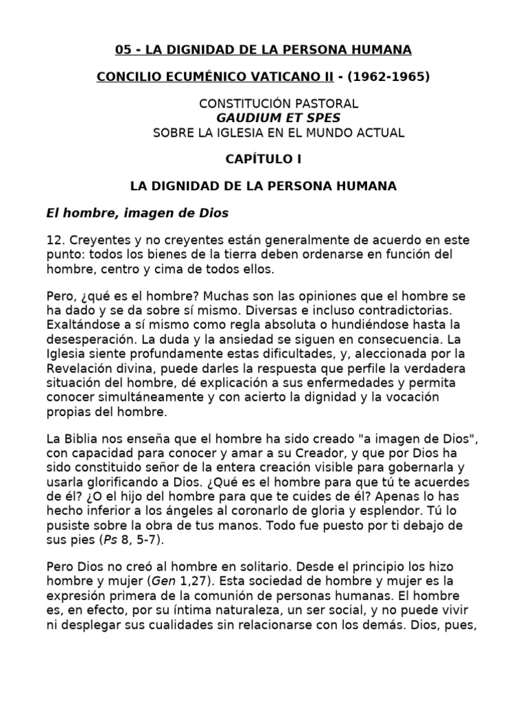 Dignidad de la Persona Humana en Gaudium et Spes | PDF | Ateísmo | Dios