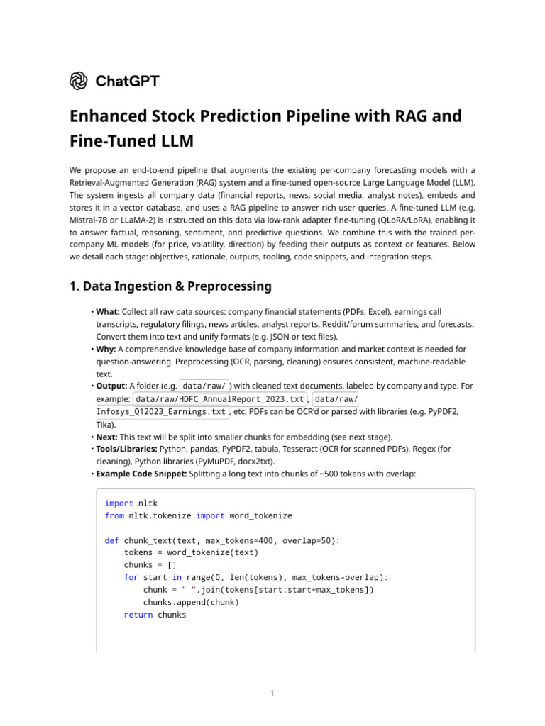 Enhanced Stock Prediction Pipeline With RAG and Fine-Tuned LLM | PDF | Information Retrieval ...