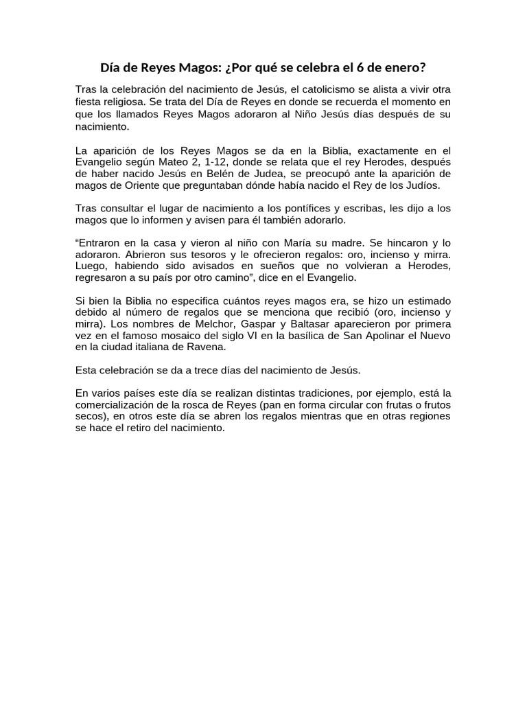 Celebración del Día de Reyes Magos | PDF