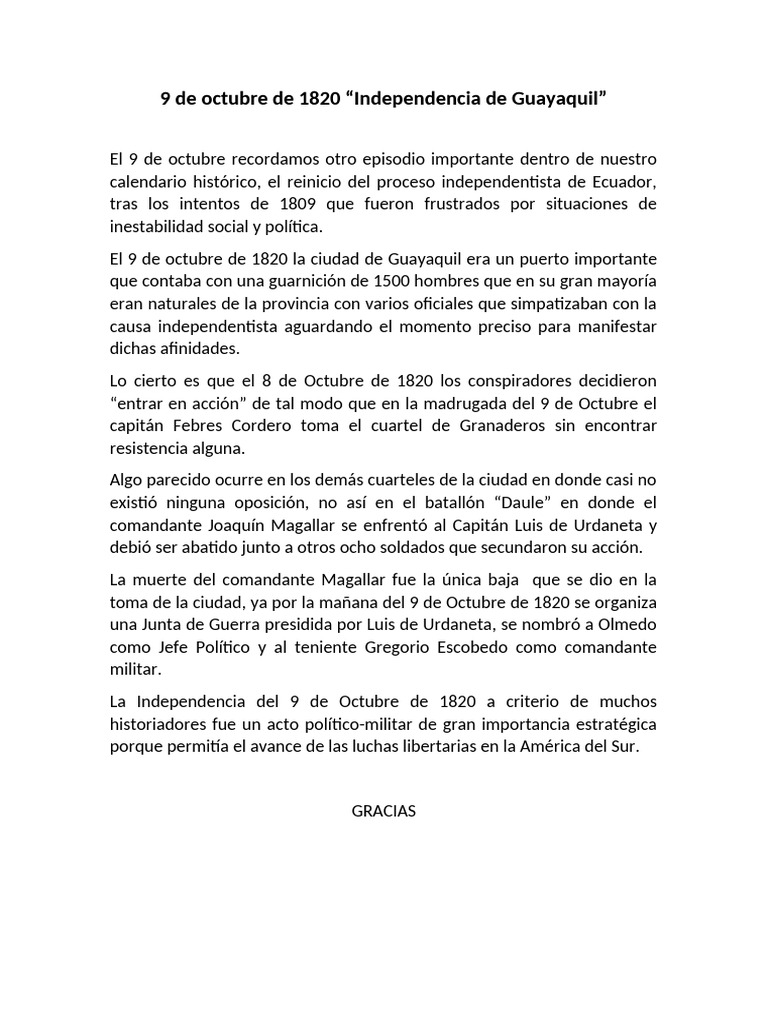 9 de Octubre de 1820 | PDF