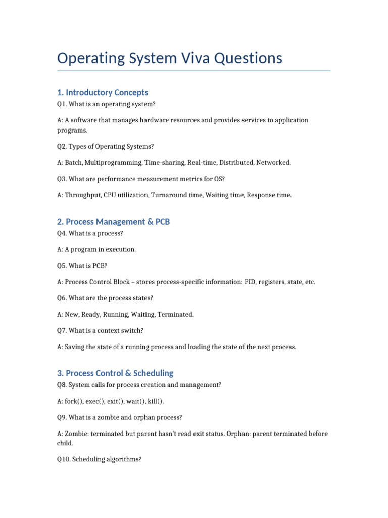 OS Viva Questions | PDF | Process (Computing) | Software Engineering