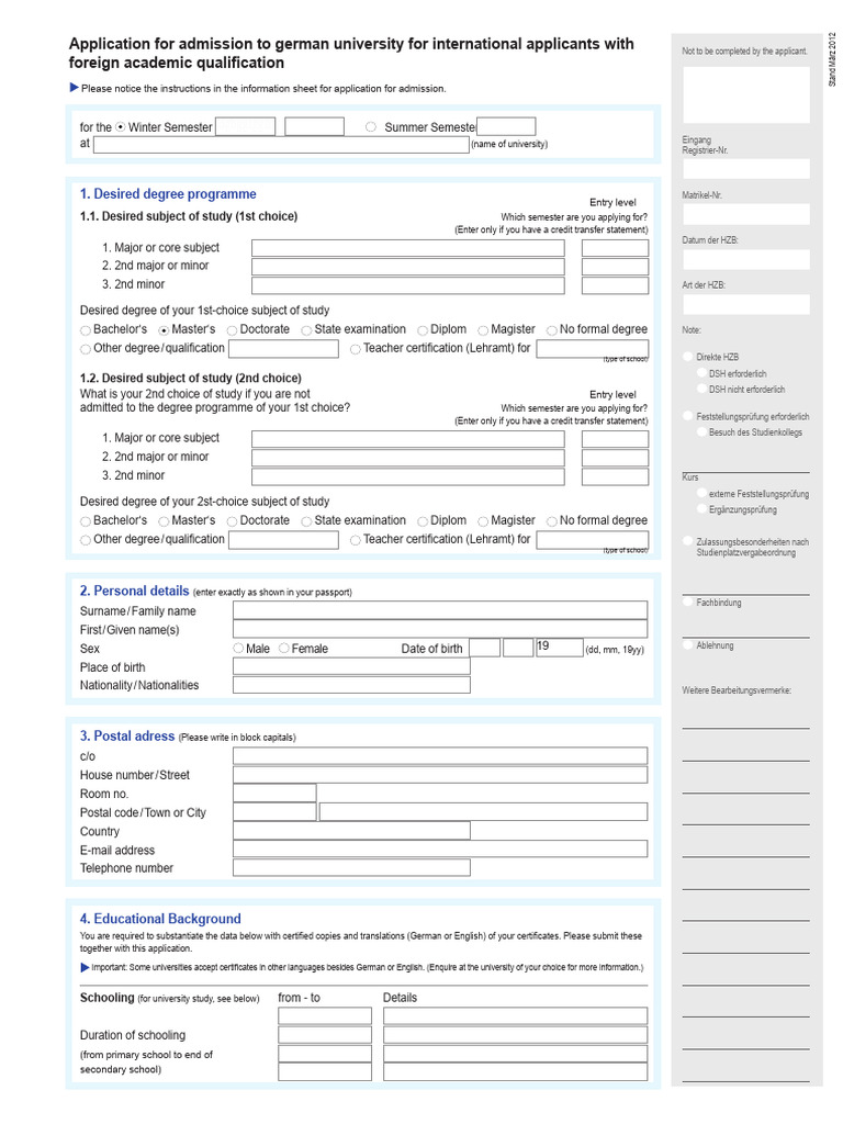 LL.M. Admission Application Form | PDF | Academic Degree | University ...