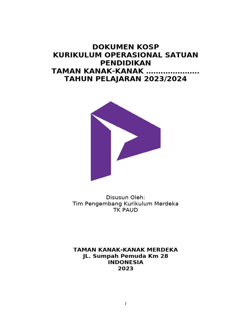 Dokumen Kosp Paud Atau TK Lengkap | PDF