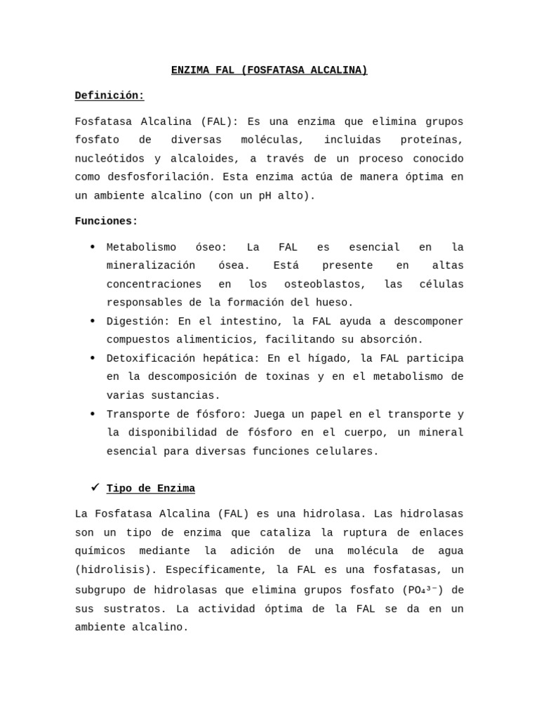 Enzima FAL: Funciones y Significado | PDF | Enzima | Proteínas