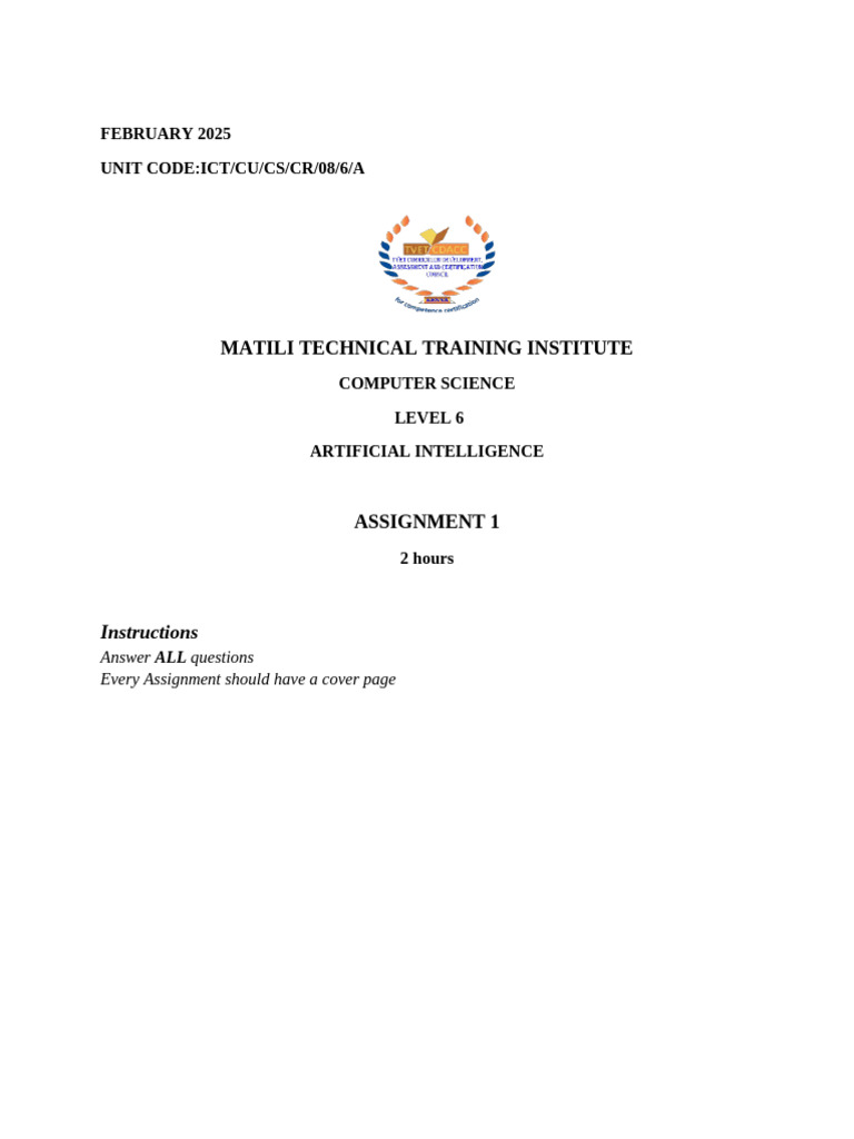 Artificial Intelligence ASSIGNMENT 1 - Copy | PDF