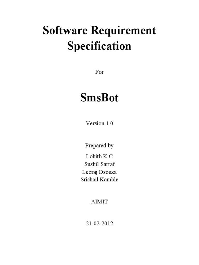 Software Requirement Specification | PDF | Graphical User Interfaces | Short Message Service
