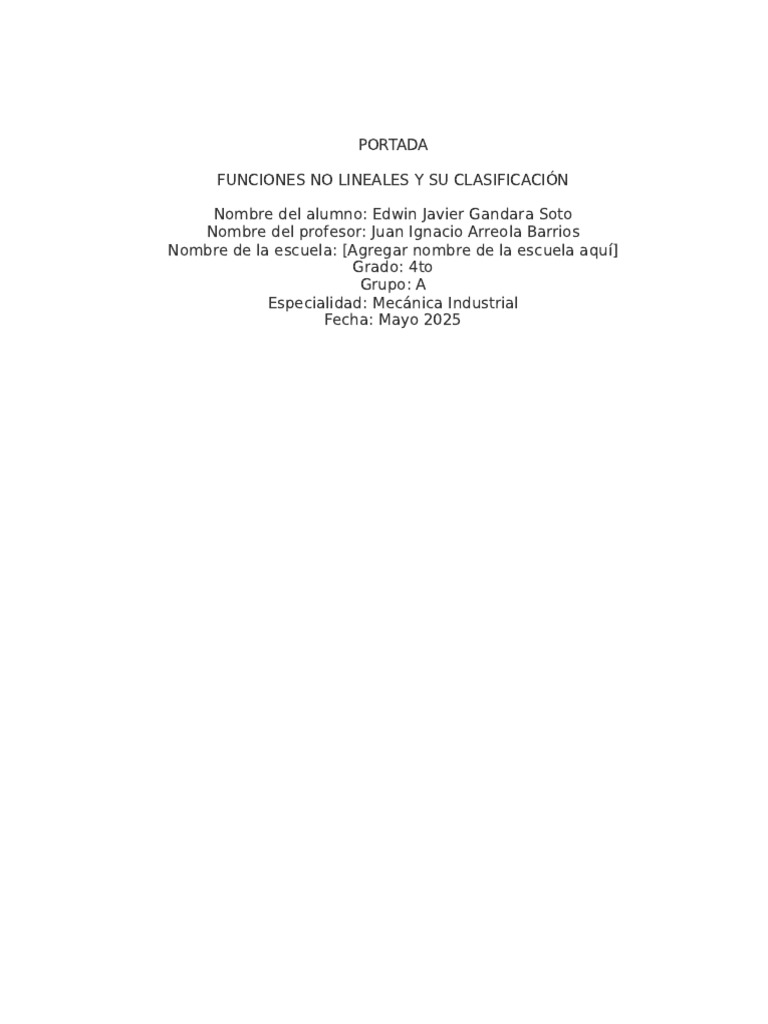 Funciones No Lineales Edwin Javier Gandara Soto | PDF | Funciones y ...