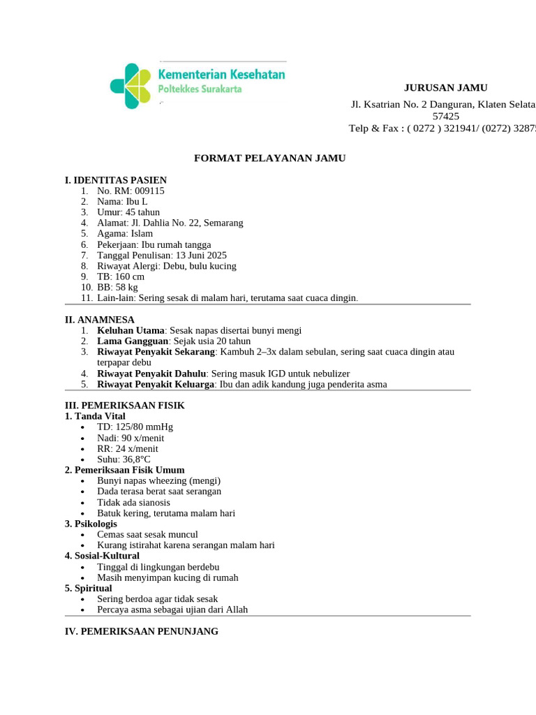 Form Pengkajian Asma 2 | PDF