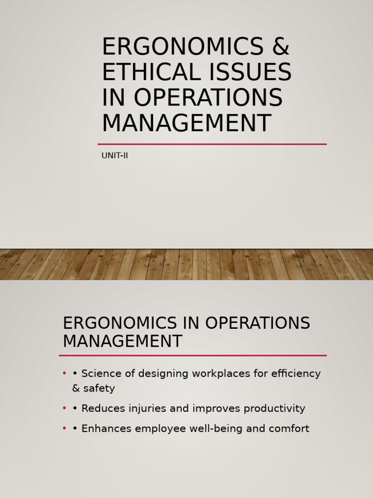 Ergonomics and Ethical Issues | PDF | Occupational Safety And Health ...