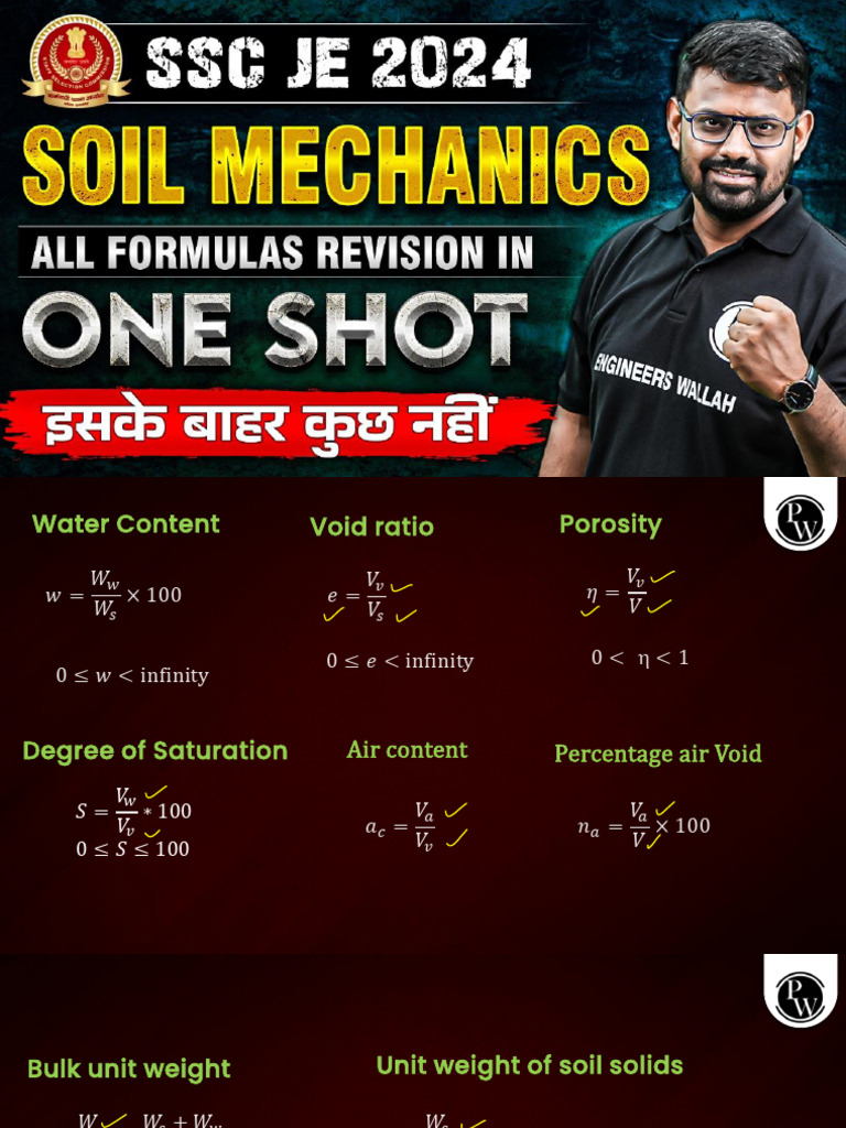 Soil Most Important Formulas | PDF | Porosity | Young's Modulus