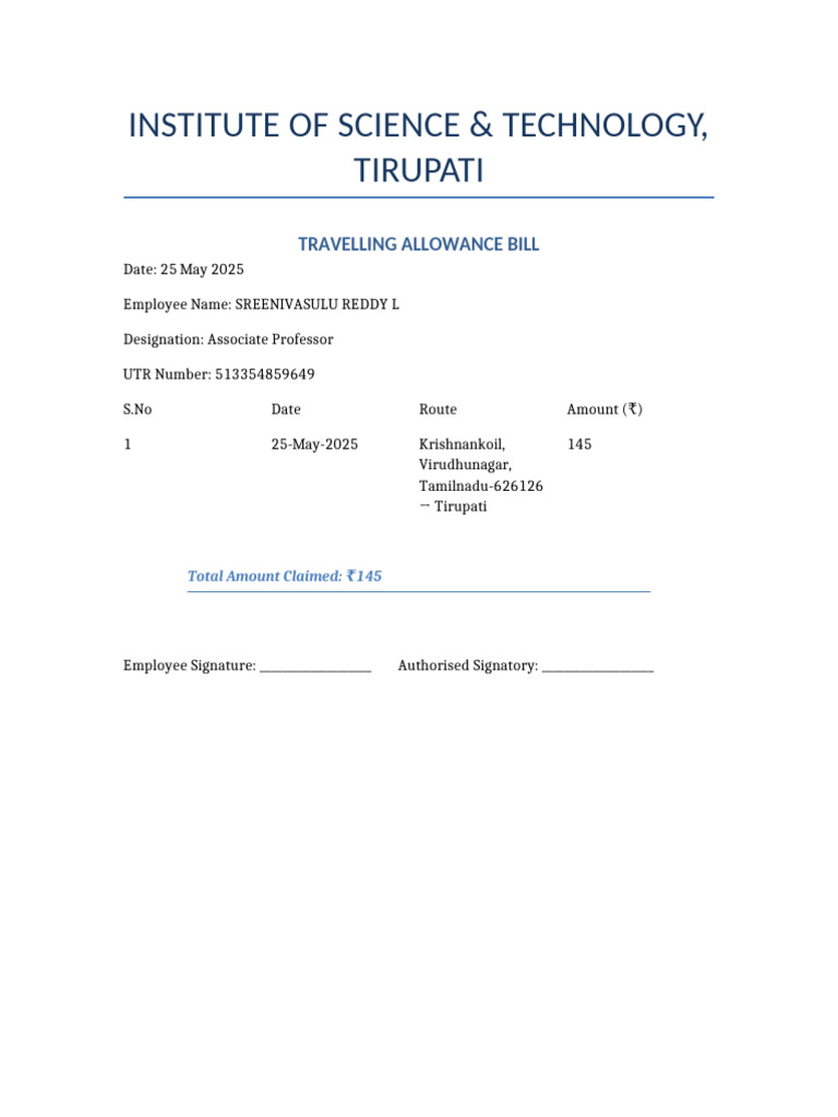 Sreenivasulu Reddy L To Tirupati | PDF