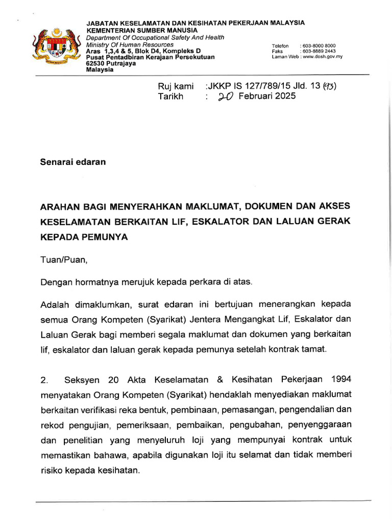 Surat Arahan Menyerahkan Dokumen Kepada Pemunya | PDF
