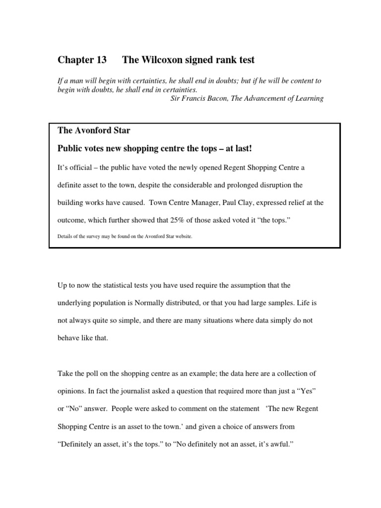 Wilcoxon Signed Rank Test Guide | PDF | Statistical Hypothesis Testing ...