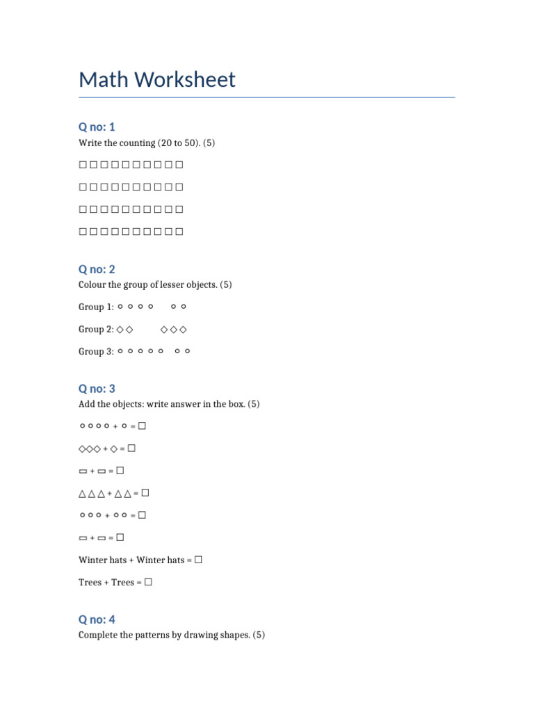 Math Worksheet | PDF