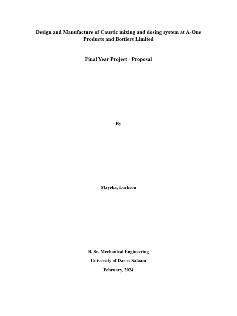 Design and Manufacture of Automatic Caustic Solution Dosing Sytem | PDF ...