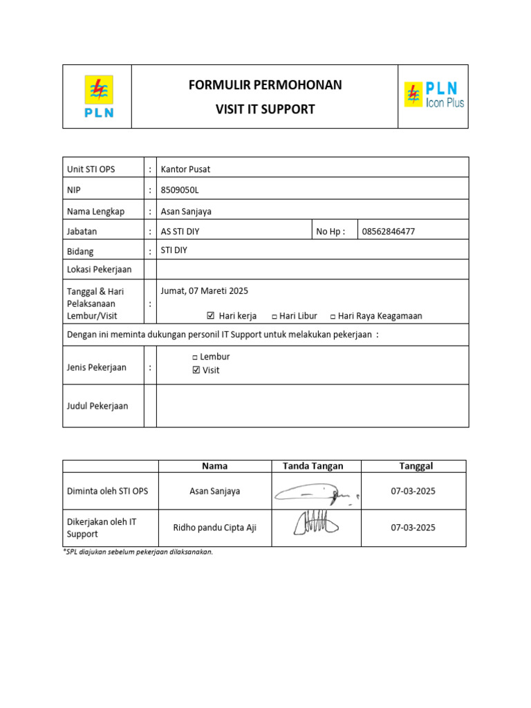 Visit Ridho 7 Maret 2025 | PDF