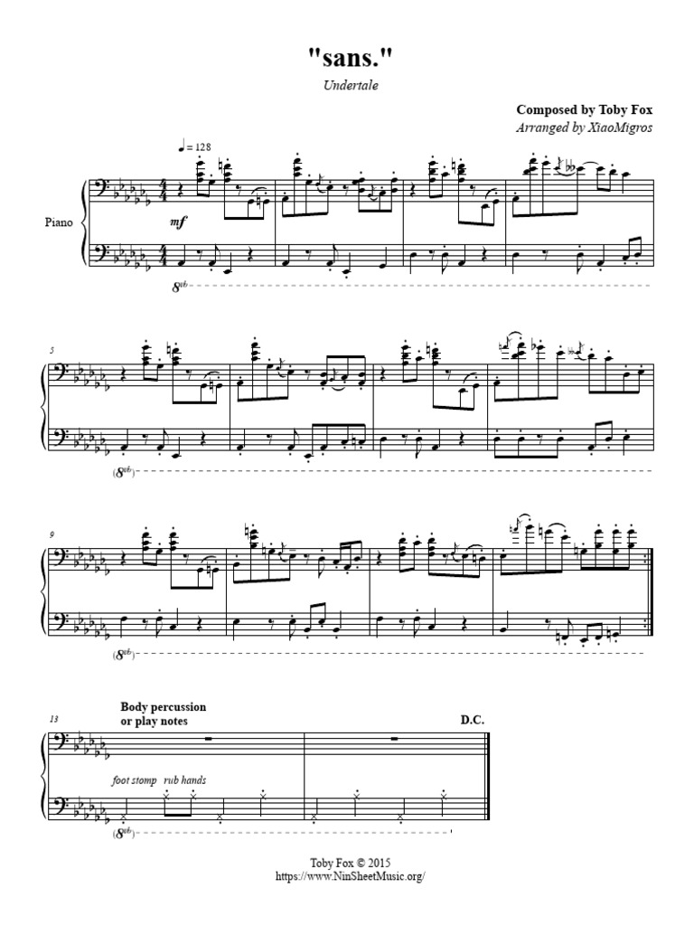 Undertale Sans Sheet Music Link | PDF