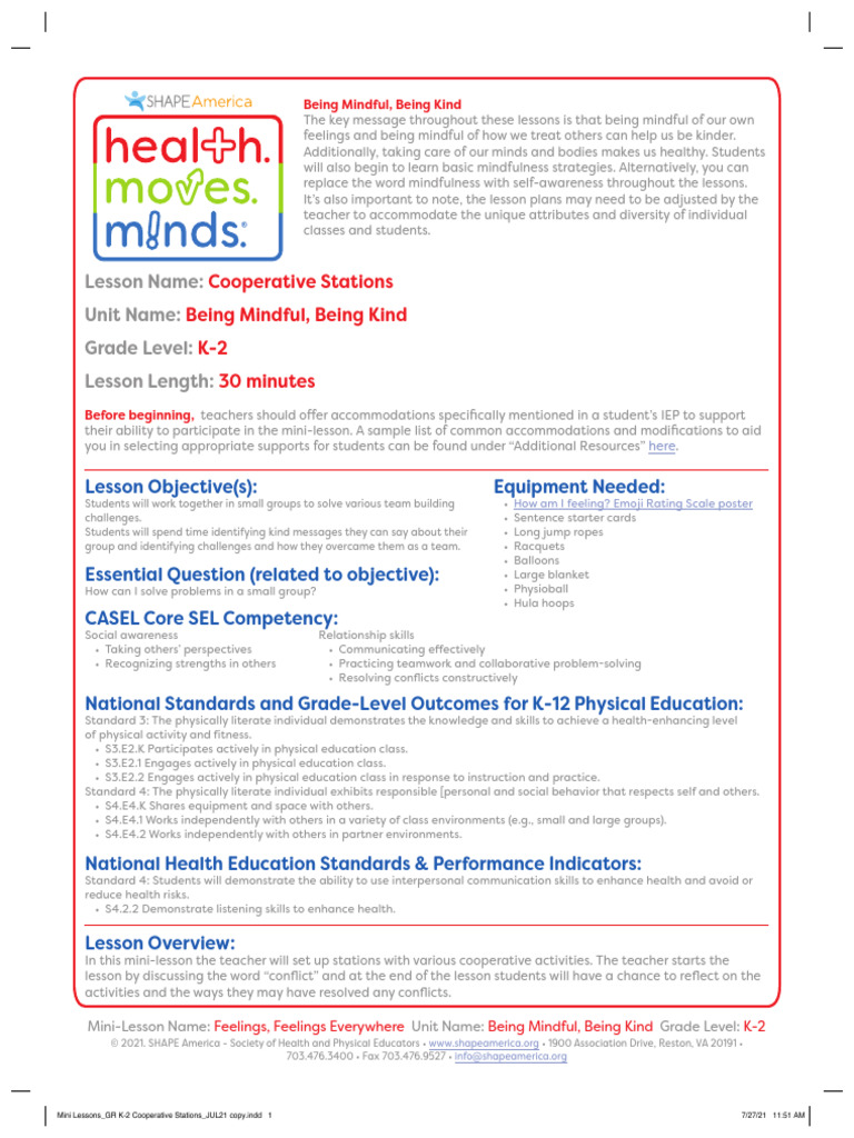 Mini Lessons - GR K-2 Cooperative Stations - JUL21FINAL | PDF ...