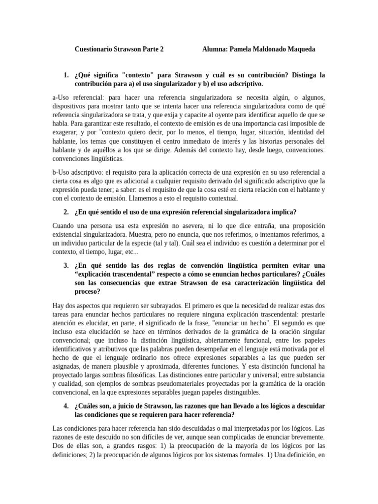 Contexto y referencia en Strawson | PDF | Proposición | Lógica