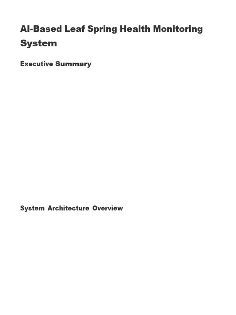AI-Based Leaf Spring Health Monitoring System Proposal | PDF | Machine Learning | Sensor