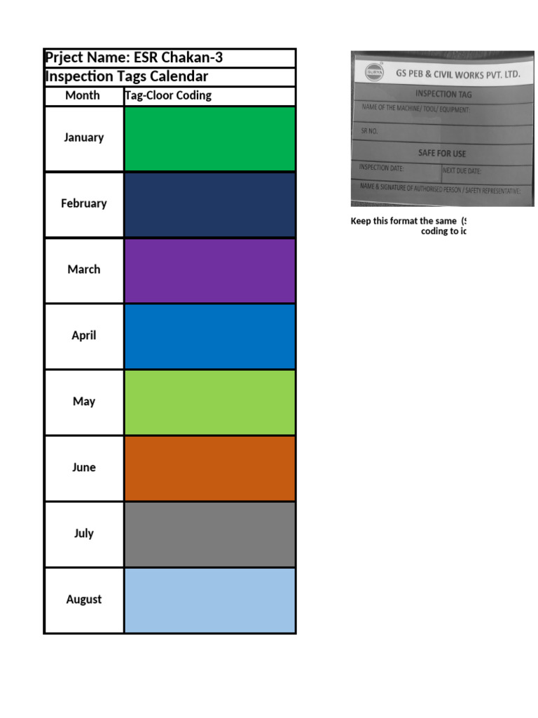 Month Color Coding Calendar | PDF