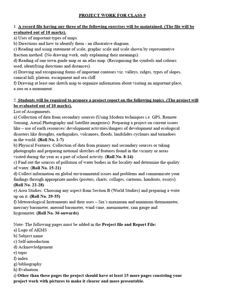 Project Work For Class 9 | PDF | Map | Earth Sciences