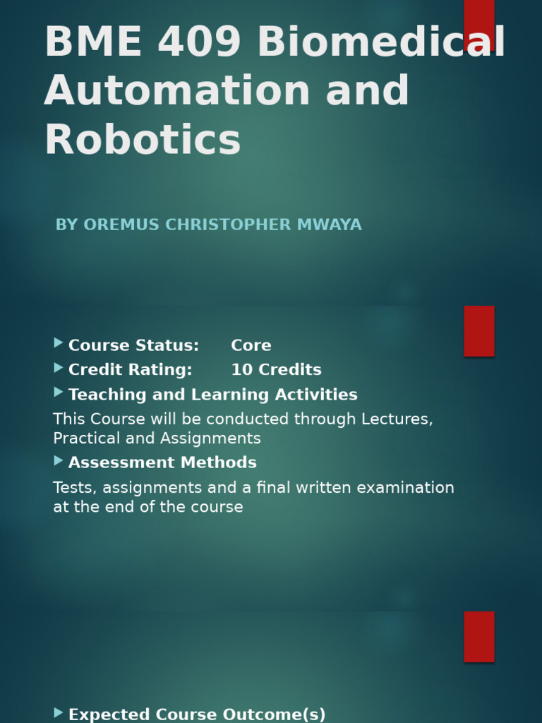 Lecture 1 Introduction To Automation | PDF | Automation | Medical Imaging