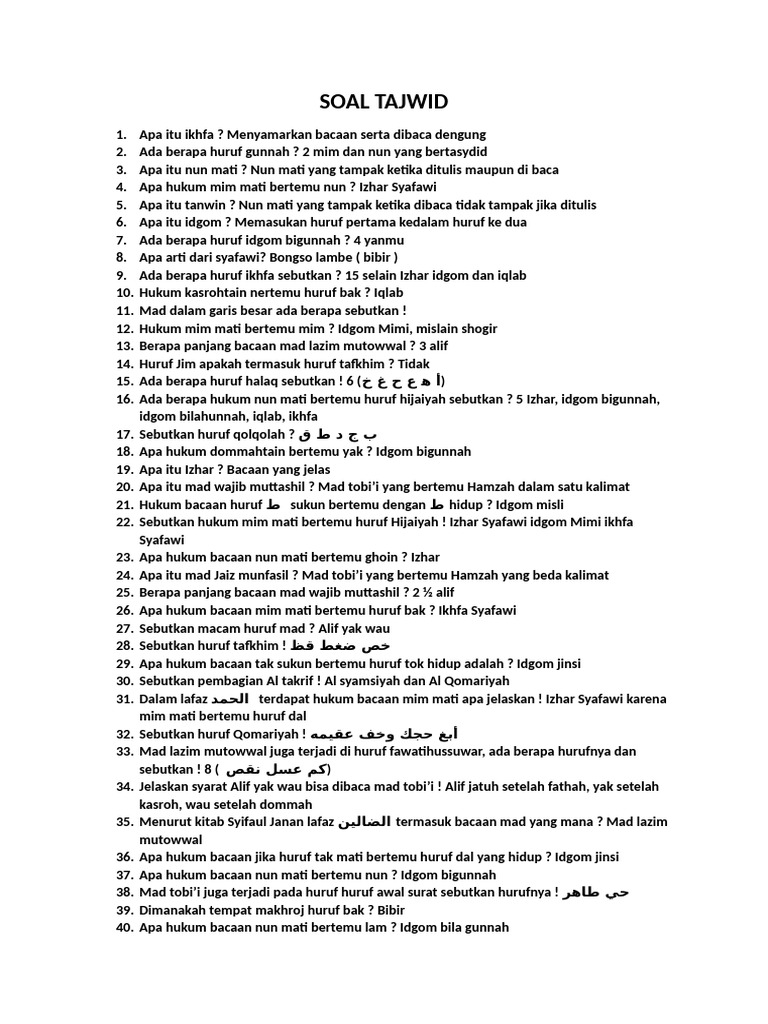 Soal Tajwid | PDF