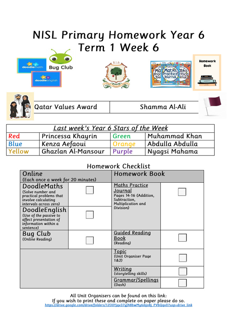 Y6 Week 6 Primary Homework Complete | PDF