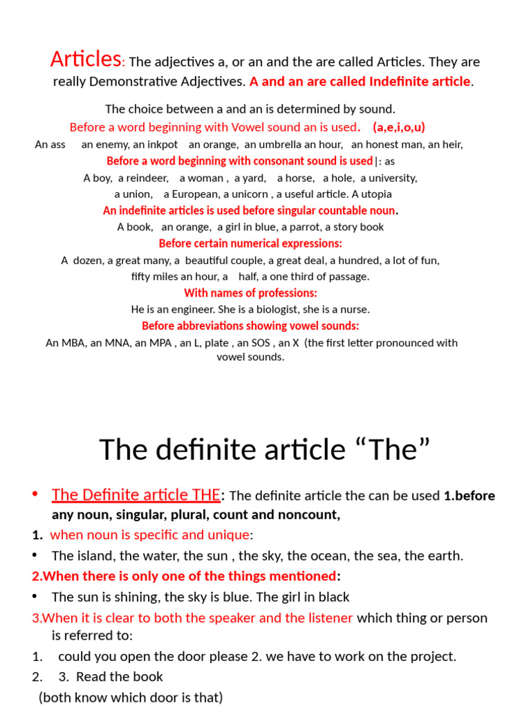 Understanding Articles in English Grammar | PDF | Grammatical Number | Noun
