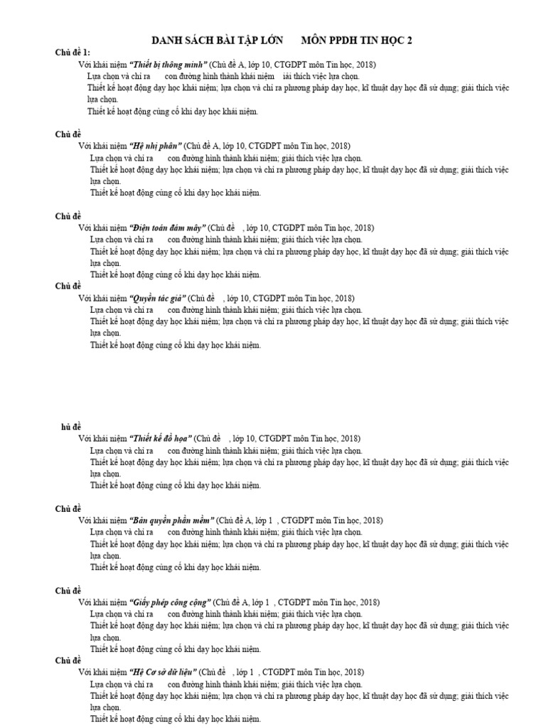 BTL - PPDH Tin Học 2 | PDF