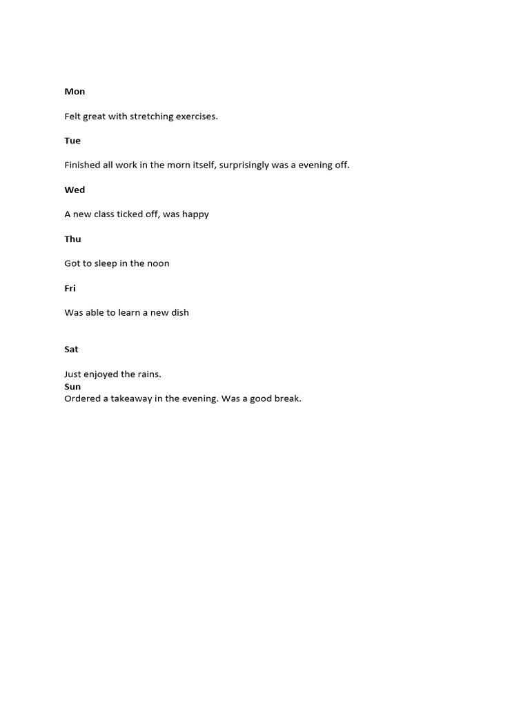 Last Weeks Gratitude List | PDF